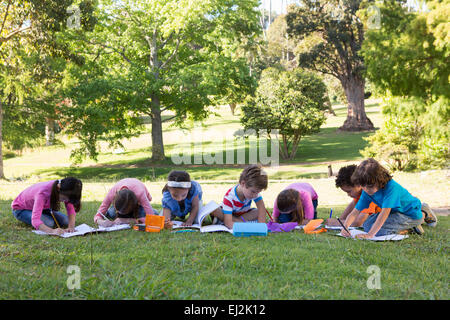 cute pupil doing homework for school Stock Photo - Alamy