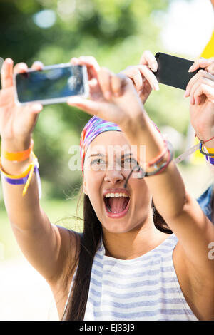 Excited music fan at festival Stock Photo - Alamy