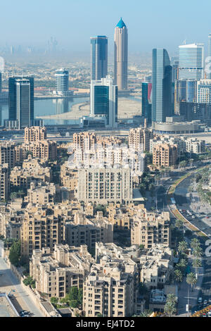 Skyline of Dubai with Old Town housing. United Arab Emirates Stock ...