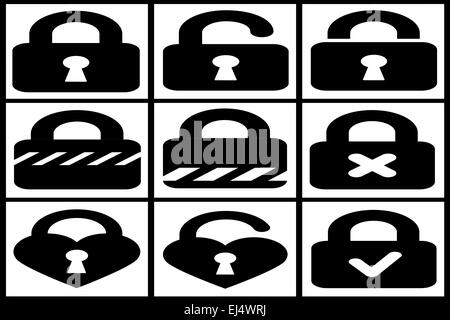 Cartoon Character of lock with sign Stock Photo - Alamy