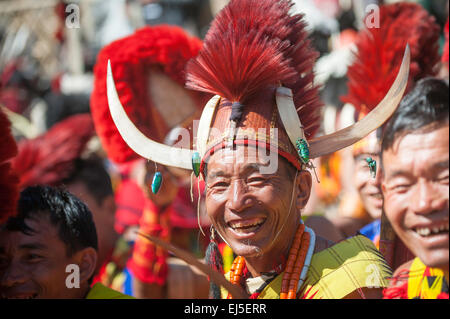 The image of Angami Naga tribe man at Hornbill festival, Nagaland, Inda ...
