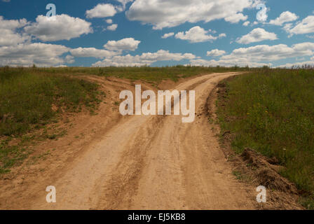 One country road divides into two roads Stock Photo - Alamy