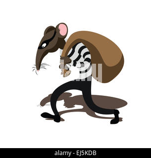 Vector illustration of Cartoon Rat thief running Stock Vector Art ...