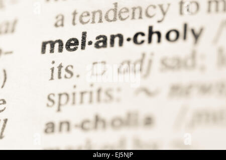 Definition of word melancholy in dictionary Stock Photo - Alamy