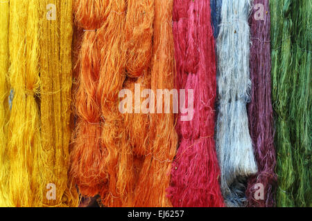 Colorful raw silk thread in the silk farm Stock Photo - Alamy