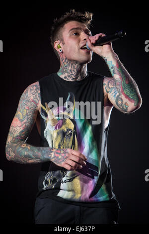 Milan, Italy. 21st March, 2015. The Italian political rapper FEDEZ ...