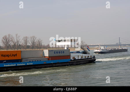 Joline II Frankenbach Ro-Ro Service barges, river Rhine, Dusseldorf ...