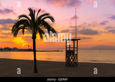 Majorca El Arenal sArenal beach sunset near Palma de Mallorca in ...