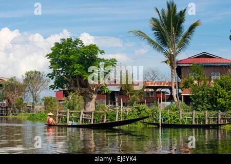 A floating farm on Inle Lake in Myanmar (Burma). The Intha people plant ...