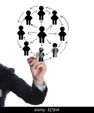 hand drawing diagram of social network structure as concept Stock Photo ...
