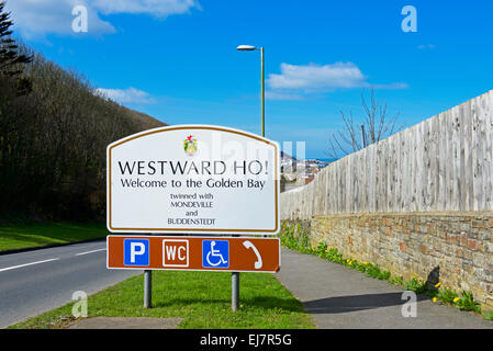 Exmoor Devon England UK. Road sign near Porlock. May 2019 Red Post or ...