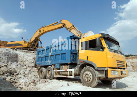 loading a large lorry building material, clay pit Stock Photo - Alamy