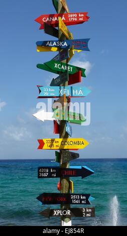 Xcaret park sign in Riviera Maya, Yucatan peninsula. Mexico Stock Photo ...