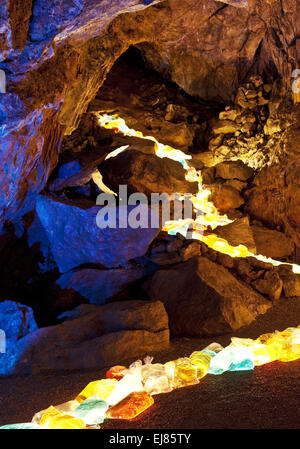 Cave lights, Dechen Cave, Iserlohn, Germany Stock Photo - Alamy