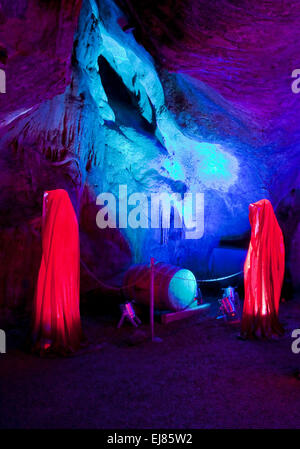 Cave lights, Dechen Cave, Iserlohn, Germany Stock Photo - Alamy