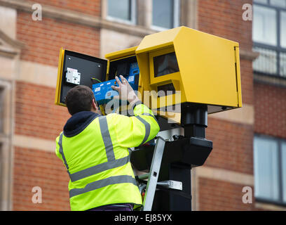 Digital speed camera being installed Stock Photo - Alamy