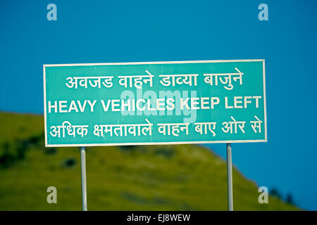 heavy vehicle kept left, road signs Stock Photo - Alamy