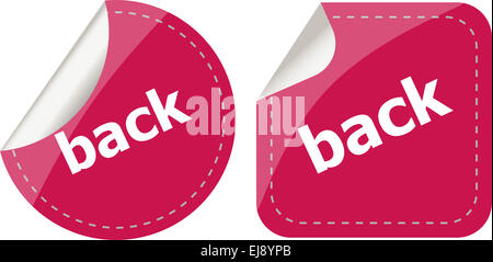 back word on stickers button set, label Stock Photo - Alamy