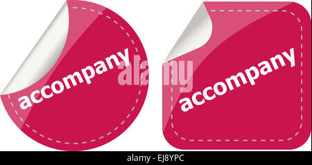 accompany stickers set on white, icon button Stock Photo - Alamy