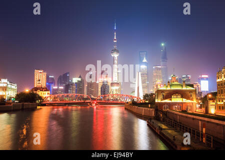 Beautiful Shanghai city scenery at night Stock Photo - Alamy