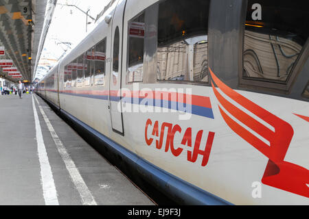Russian Federation. Saint Petersburg. Sapsan train at the Moscow ...