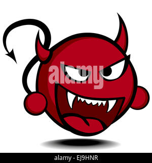 Vector cartoon illustration of a grinning devil character with heavy ...