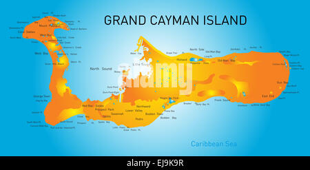 Grand Cayman islands vector map Stock Photo - Alamy