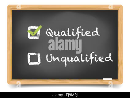 Blackboard qualified unqualified Stock Photo - Alamy