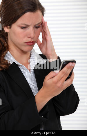 Caucasian woman receive bad news letter open envelope reading terrible ...