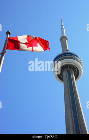 Canadian flag, With the CN Tower, Toronto, Canada Stock Photo - Alamy