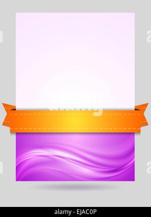 Wavy flyer design with orange ribbon. Vector background Stock Photo - Alamy