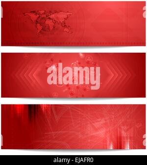 Red tech abstract vector banners Stock Photo - Alamy