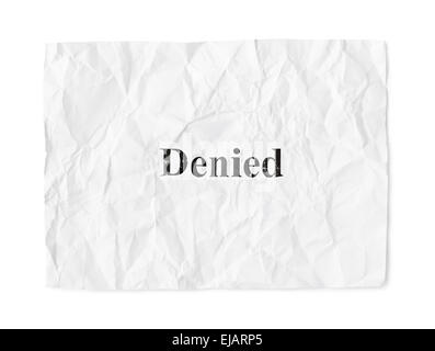 Crumpled paper Denied Stock Photo - Alamy