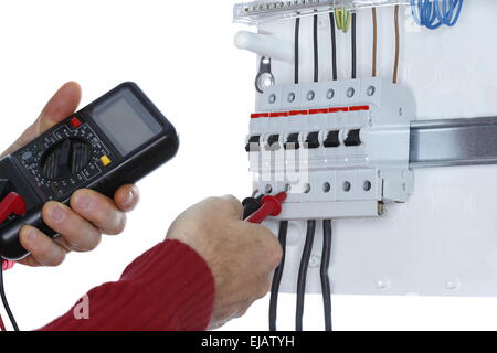 Hand Testing Electrical Circuit with Voltage Tester Stock Photo - Alamy