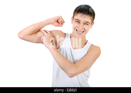 Teenager Muscle Flexing Stock Photo - Alamy