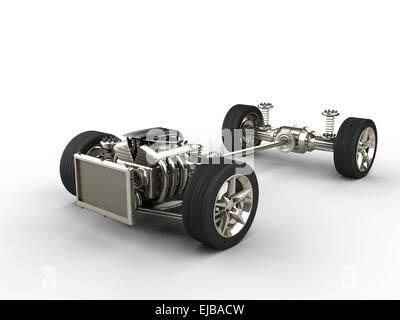 Car Chassis with Engine Stock Photo - Alamy