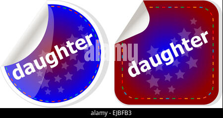 daughter word stickers web button set, label, icon Stock Photo - Alamy