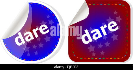 dare word stickers web button set, label, icon Stock Photo - Alamy