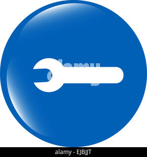adjustable wrench icon web button isolated on white Stock Photo - Alamy