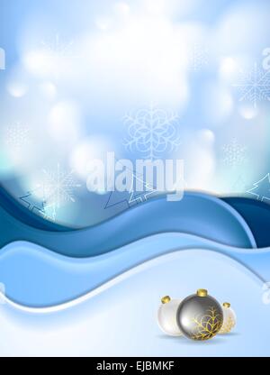Blue snowdrift and Christmas balls. Vector background Stock Photo - Alamy