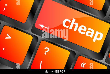 cheap word on keyboard key, notebook computer button Stock Photo - Alamy