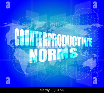 Management concept: counterproductive norms words on digital screen ...