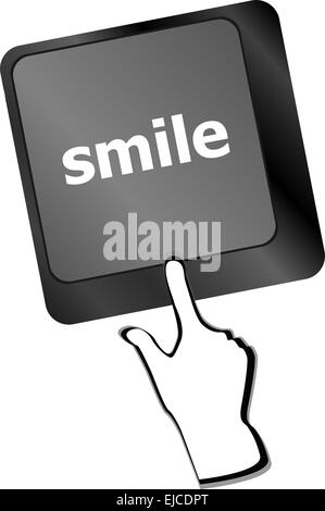 Computer keyboard with smile words on key - business concept Stock ...