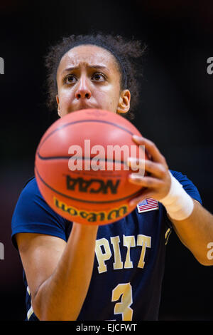 March 23, 2015: Brianna Kiesel #3 of the Pittsburgh Panthers brings the ...