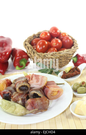 stuffed tapas with bacon Stock Photo - Alamy