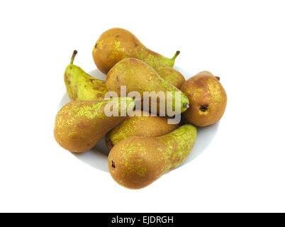 Conference pears on a white background Stock Photo - Alamy