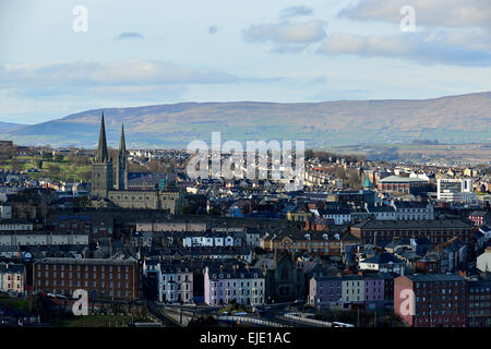 Londonderry, Derry, skyline and two cathedrals Stock Photo - Alamy