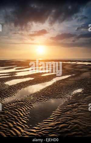 Sunset over Borth beach, Ceredigion, Wales, UK Stock Photo - Alamy