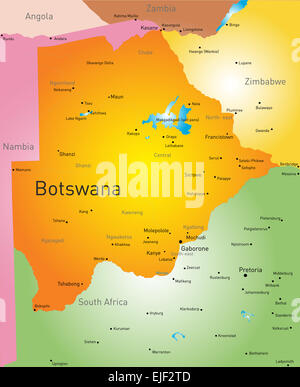 Botswana political map with capital Gaborone and international borders ...