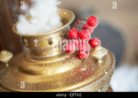 golden samovar, rowan snow Stock Photo - Alamy